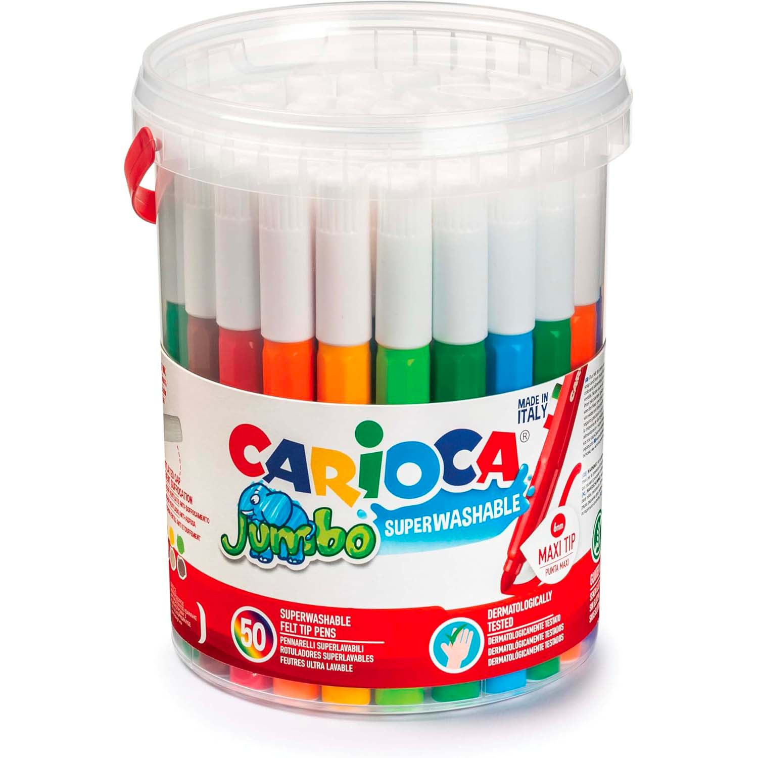 CARIOCA Jumbo 50 Colori - Pennarelli Lavabili Punta Grossa per Bambini
