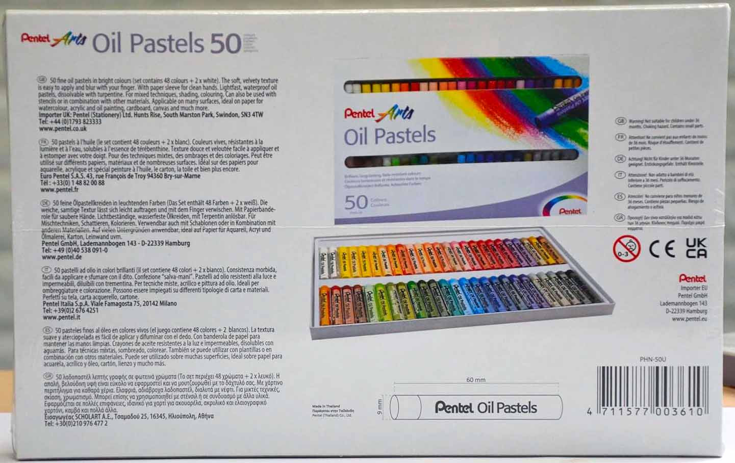 Pentel PHN Pastelli Olio 50 Pezzi: Colori Brillanti e Versatilità